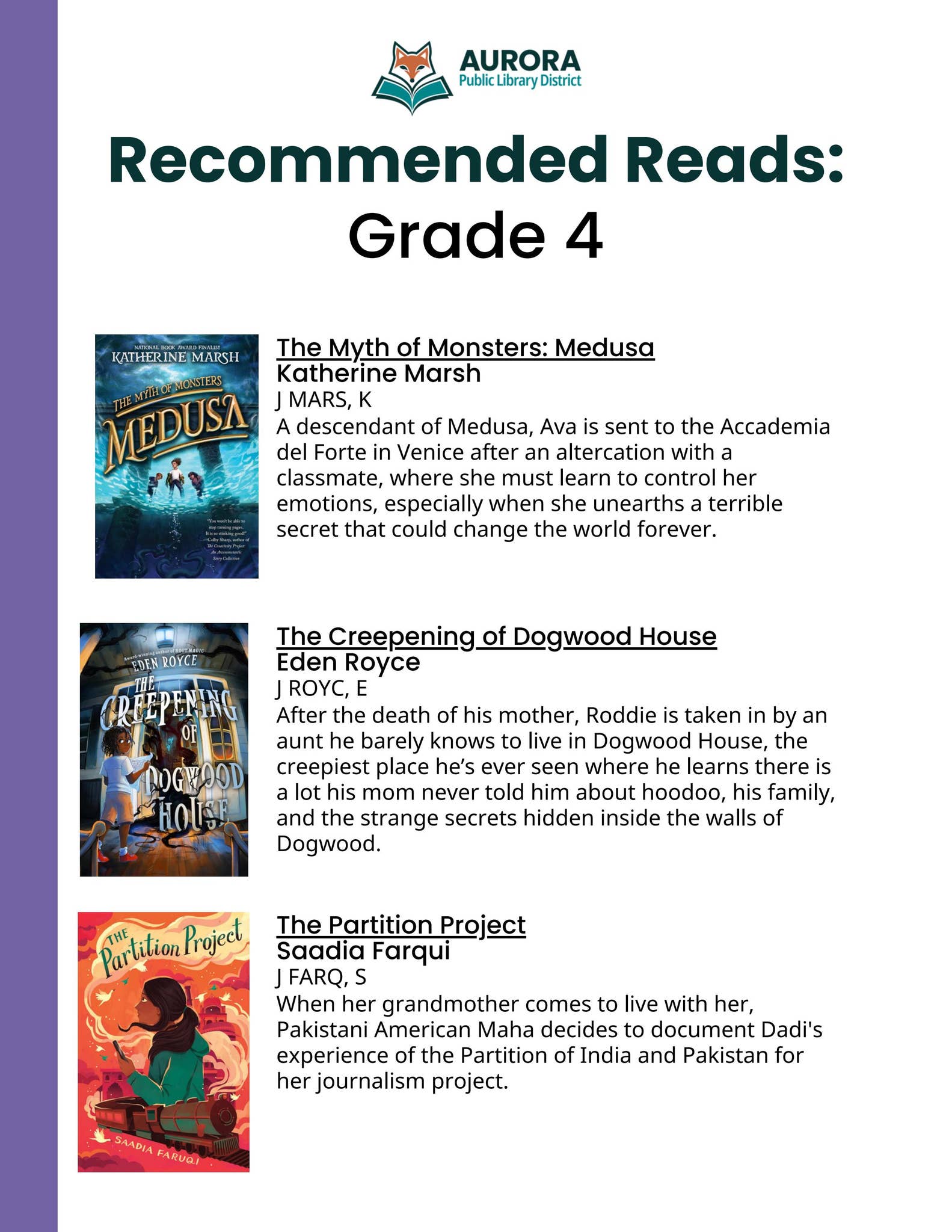 Recommended Reads: Grade 4 by Aurora Public Library District, IL - Issuu