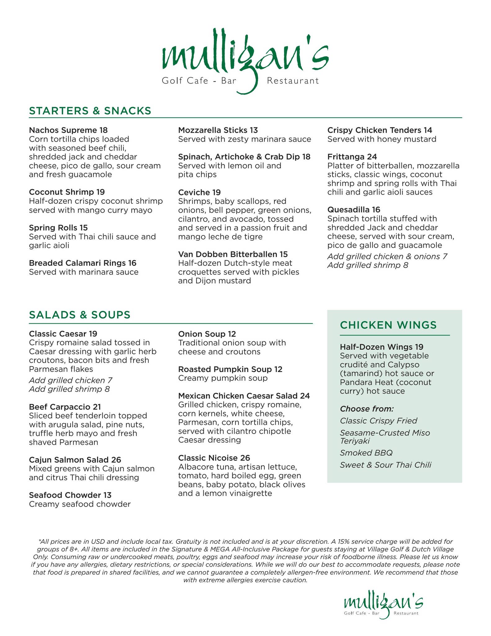 Aruba GLF Mulligan's All Menus by Divi Resorts - Issuu