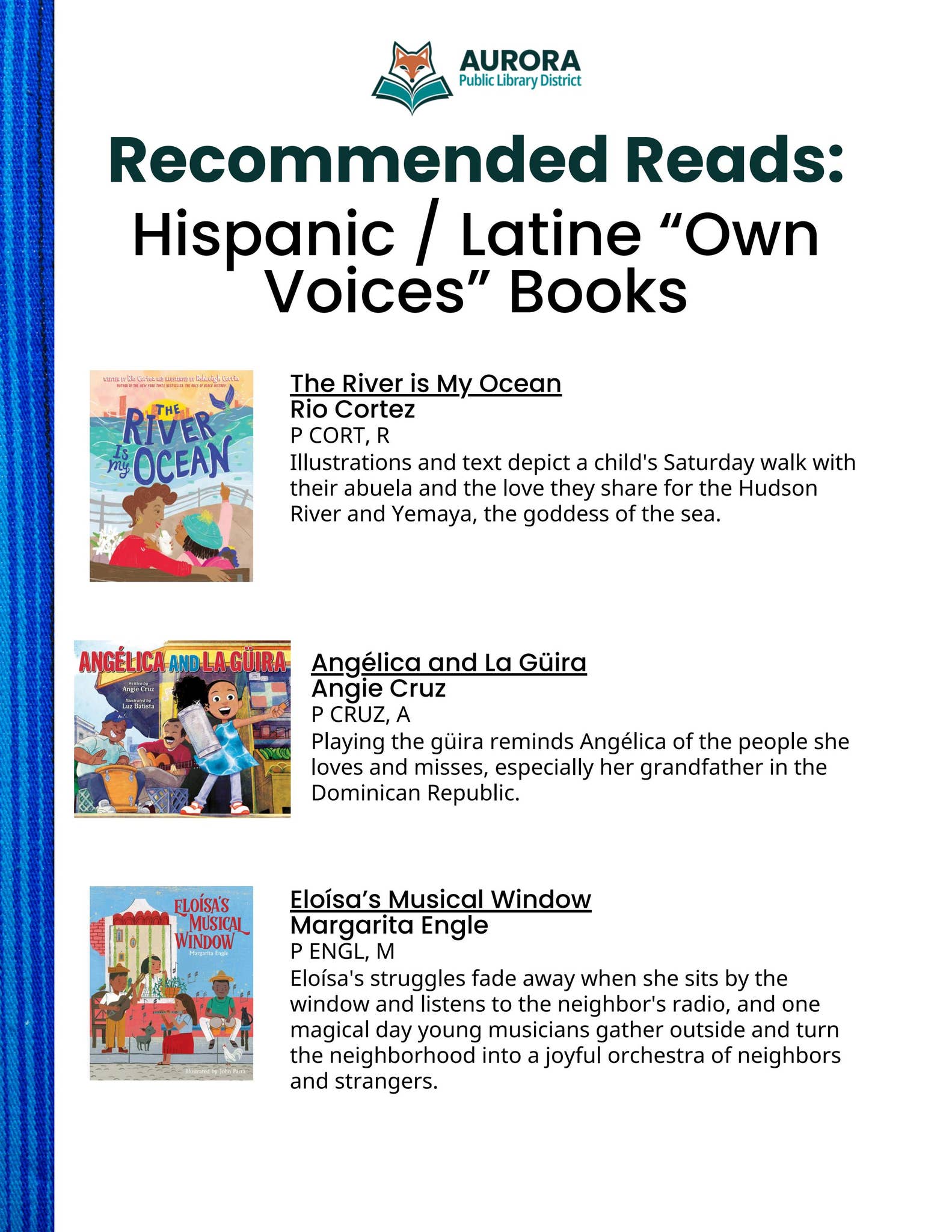 2026 Hispanic & Latine "Own Voices" Books by Aurora Public Library ...