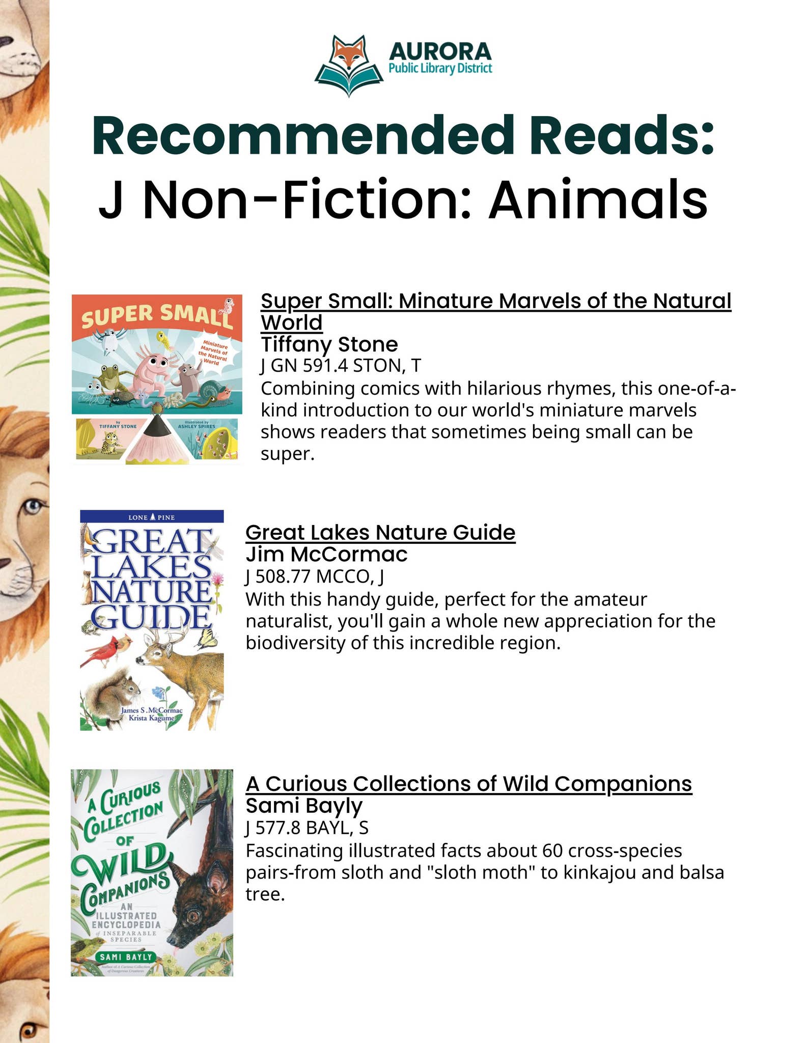 2026 J Non-Fiction Animals by Aurora Public Library District, IL - Issuu