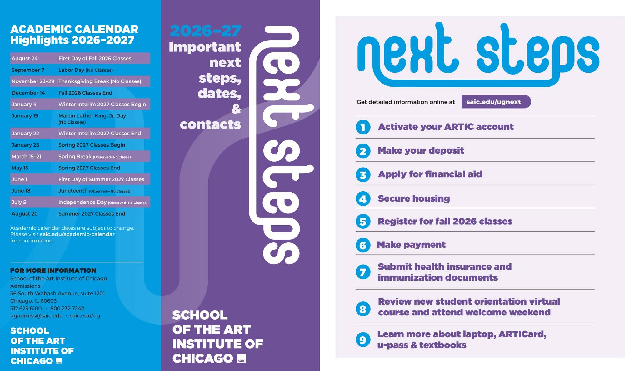 Admitted Student Next Steps Mini-Brochure 2025/26 by School of the Art ...