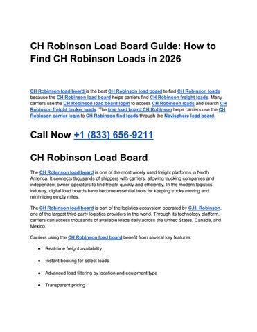 CH Robinson Load Board Guide_ How to Find CH Robinson Loads in 2026 by ...