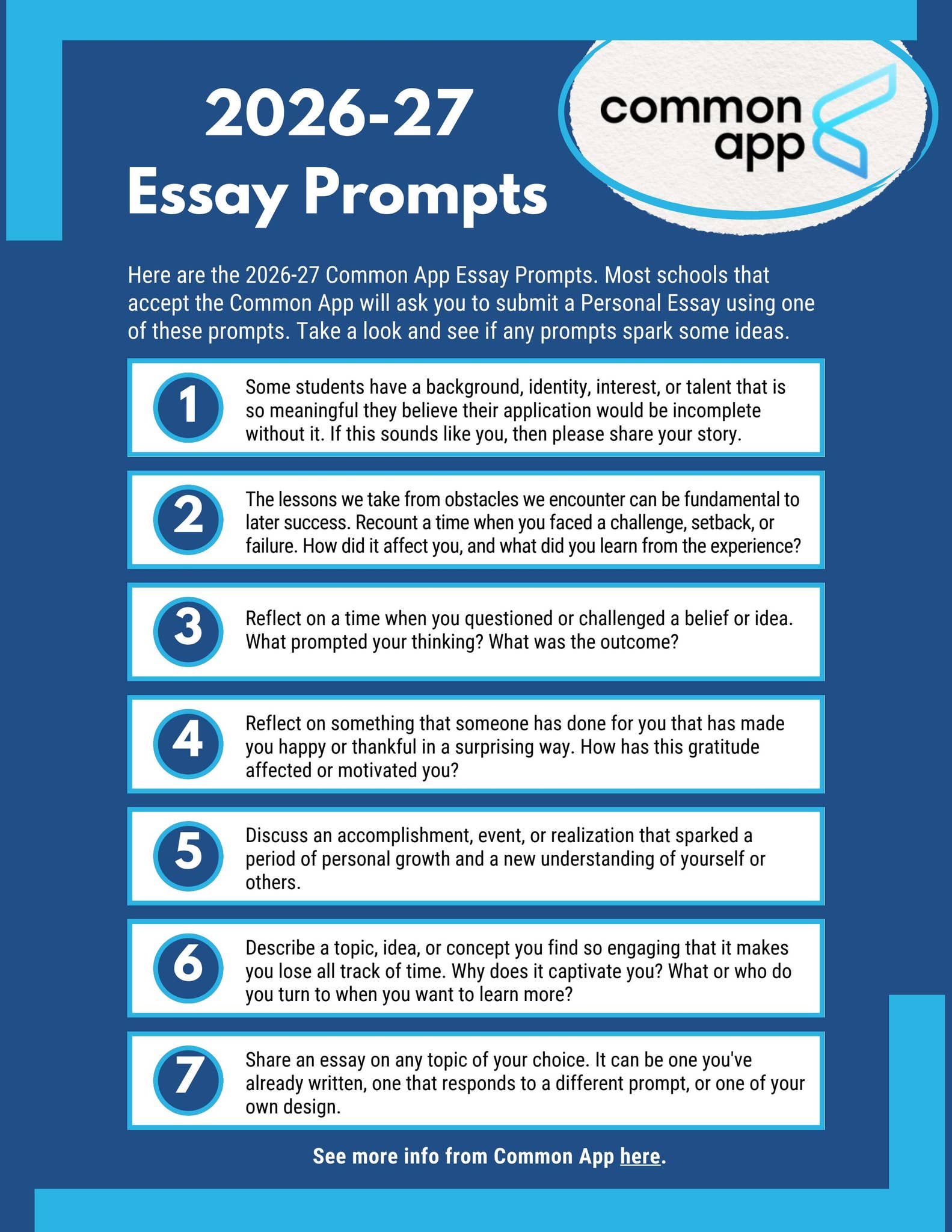 26-27 Common App Essay Prompts by Crosby Scholars Community Partnership ...