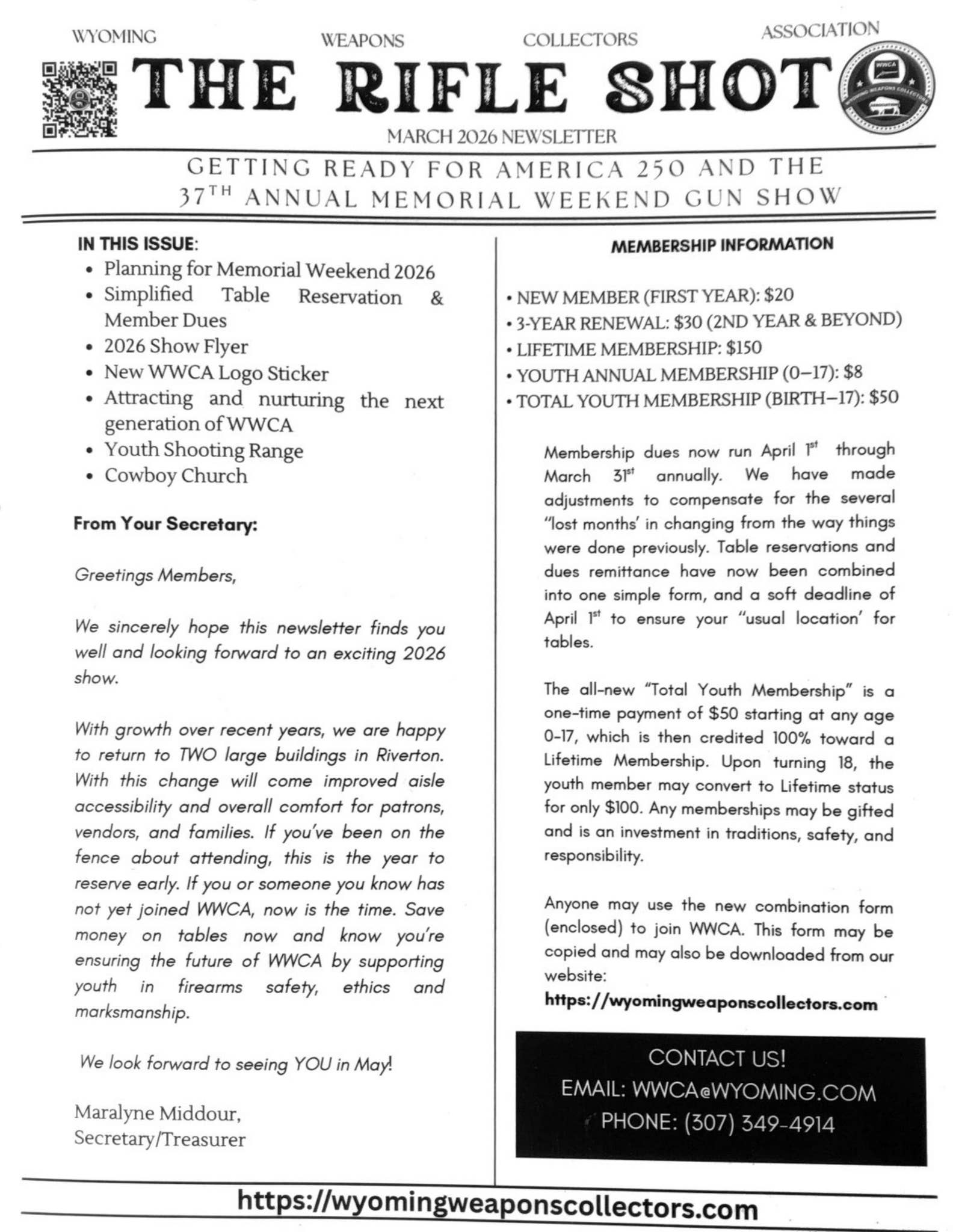 WWCA March 2026 Digital Newsletter by WyomingWeaponsCollectors - Issuu