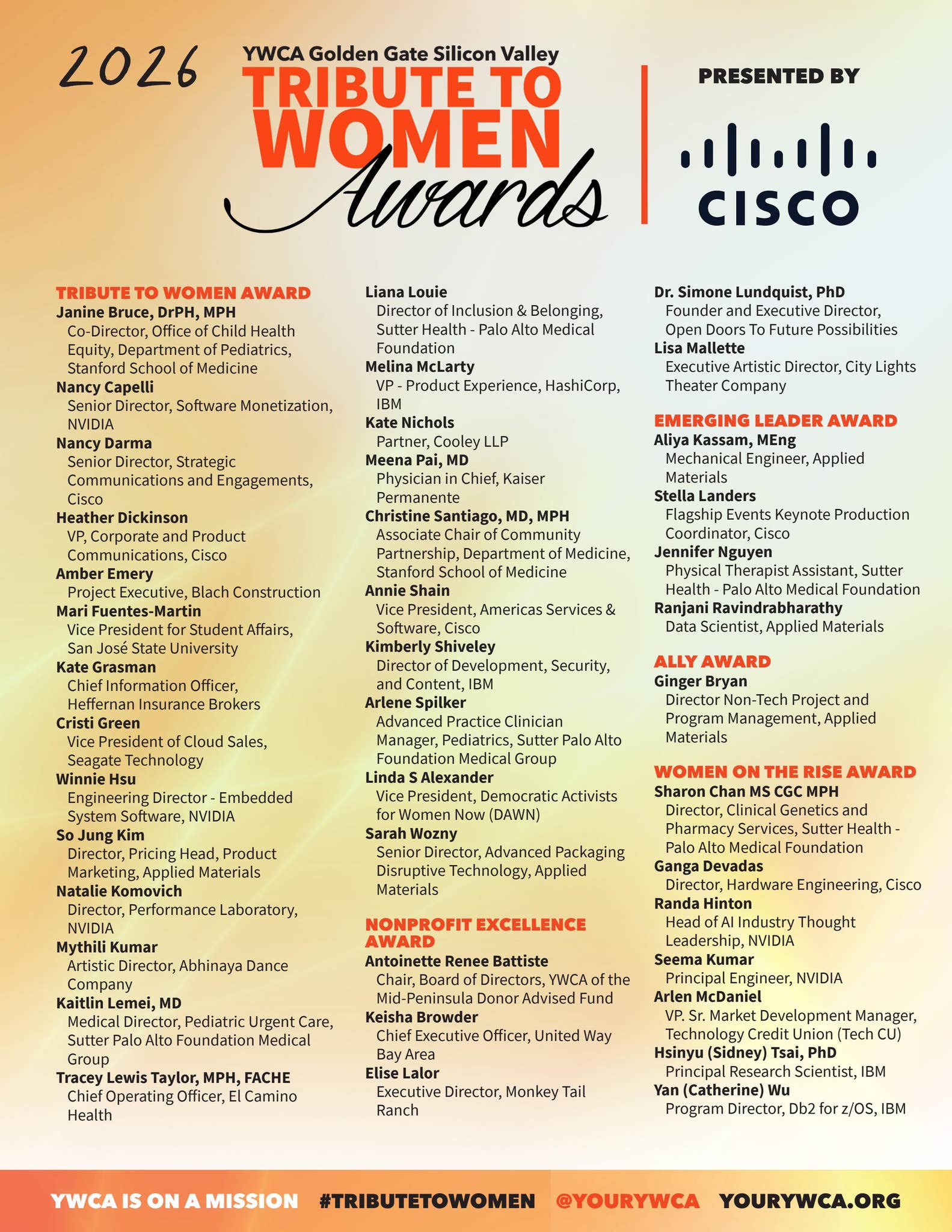 2026 Tribute to Women Honoree List by YourYwca - Issuu