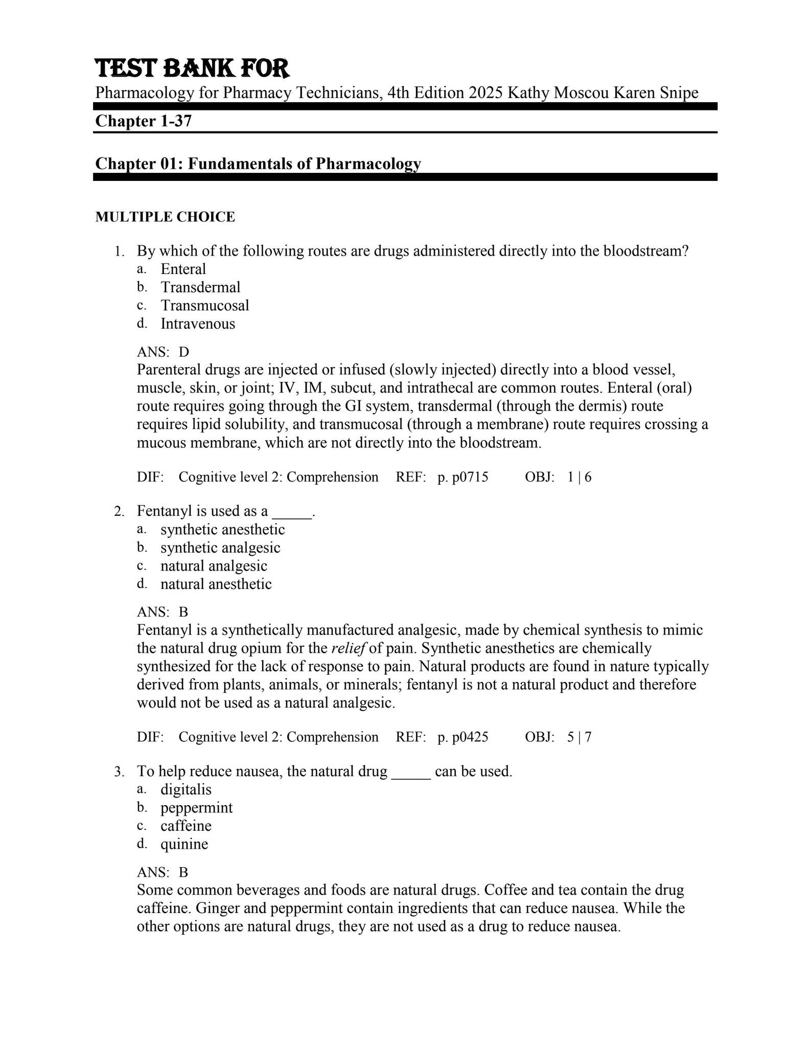 Test Bank For Pharmacology for Pharmacy Technicians, 4th Edition by ...