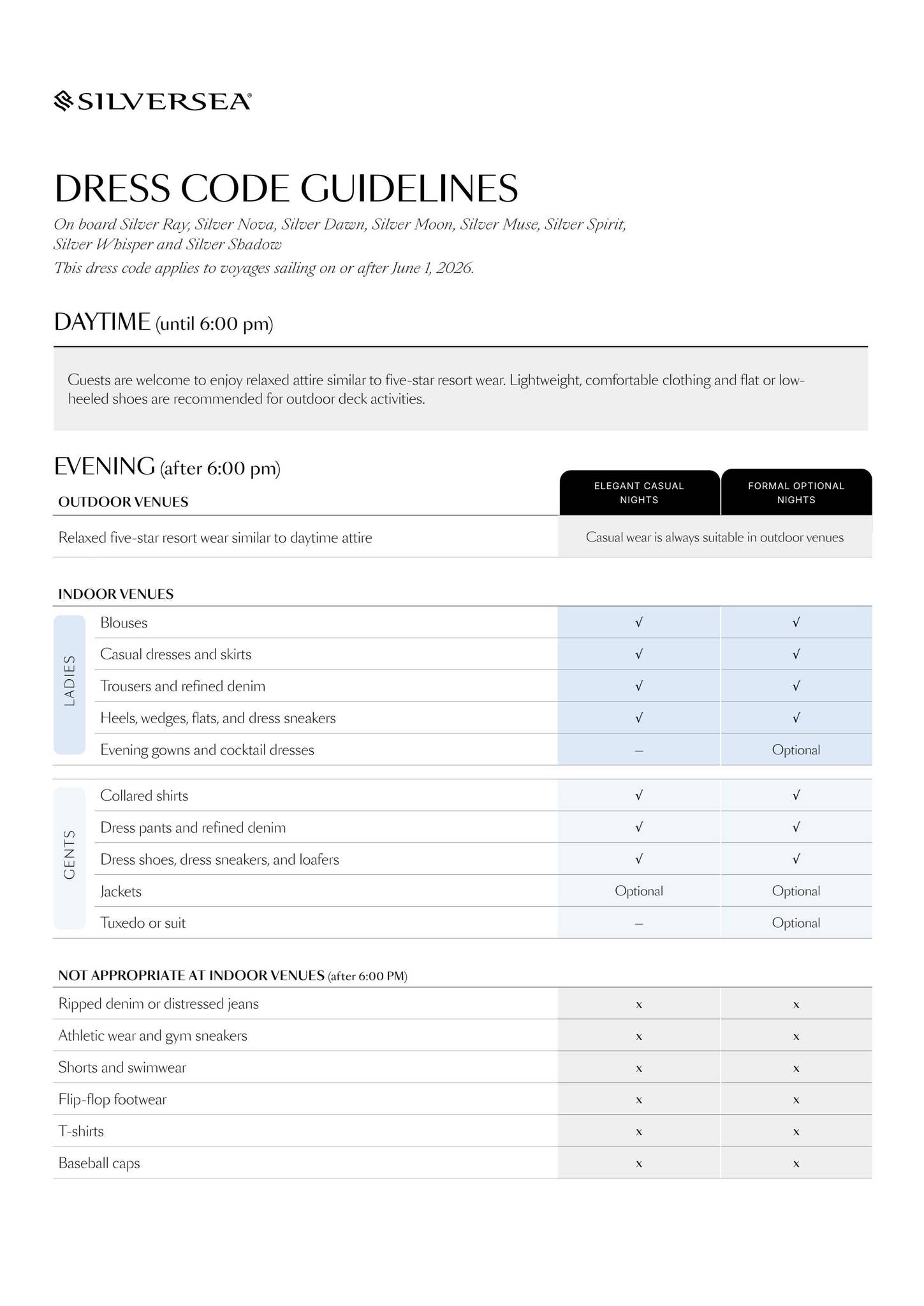 Classic Ships: Dress Code by Silversea Cruises - Issuu