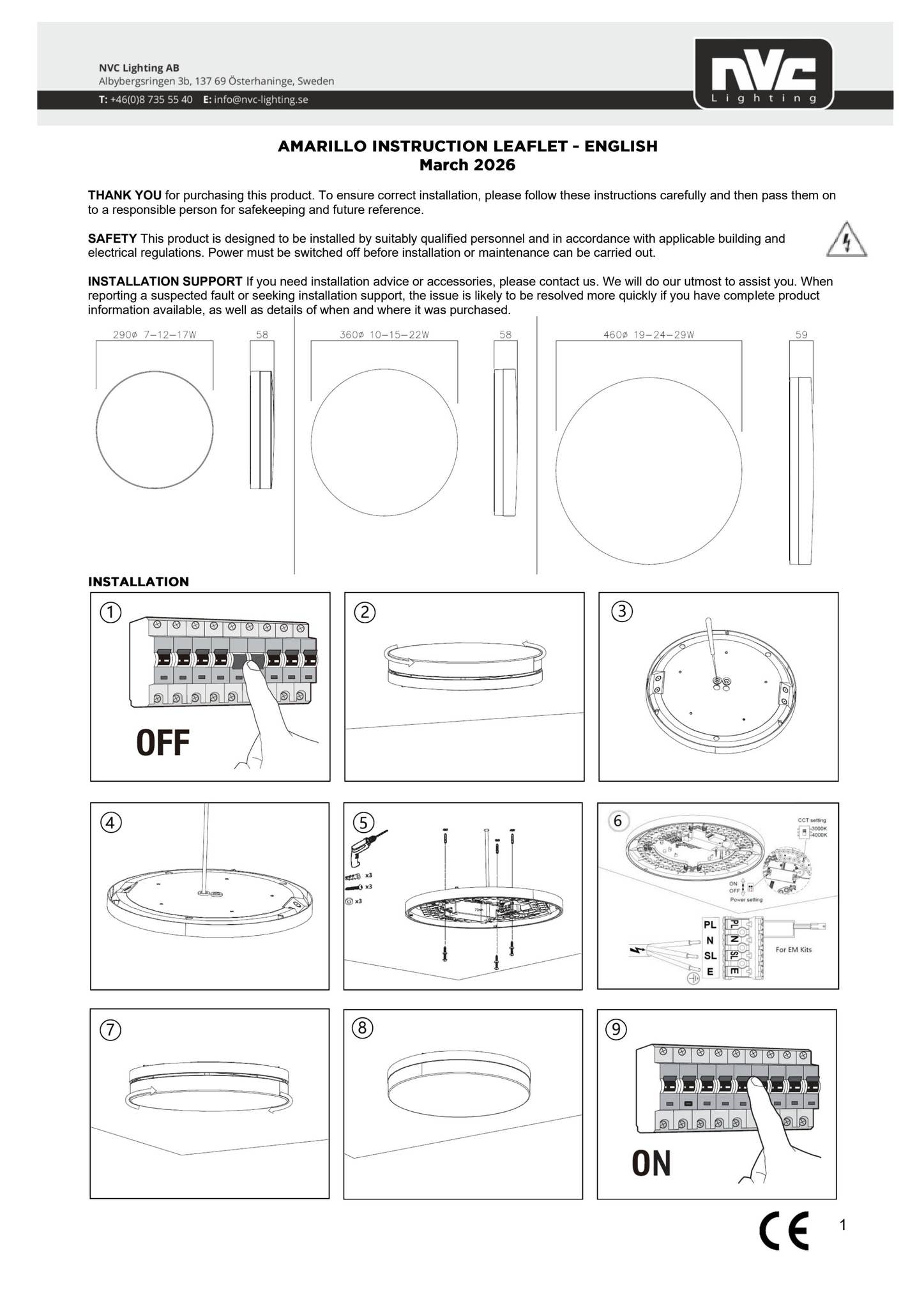 Instruction Leaflet - Amarillo - Issue 02 March 2026 by NVC Lighting UK ...