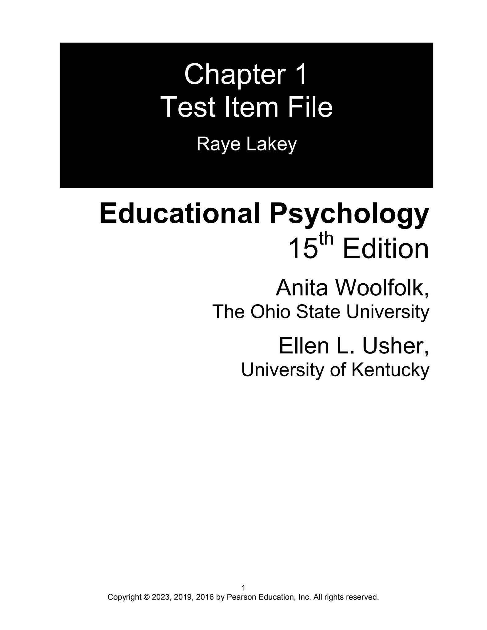 Test Bank For Educational Psychology, 15th Edition by Anita Woolfolk ...