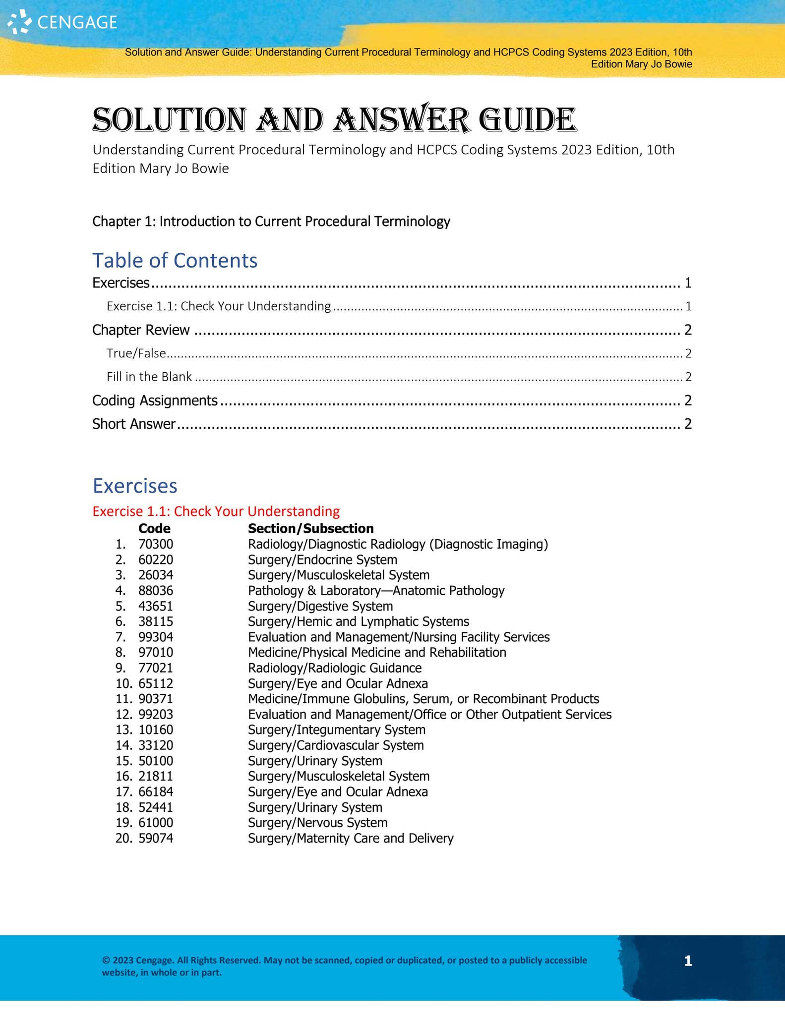 Solution Manual For Understanding Current Procedural Terminology and ...
