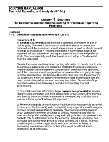 Solution Manual for Financial Reporting and Analysis 8th Edition By ...