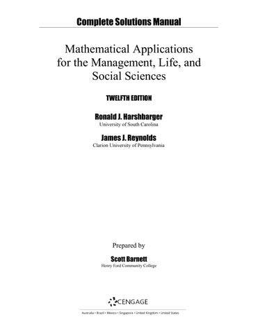 Solution Manual For Mathematical Applications for the Management, Life ...