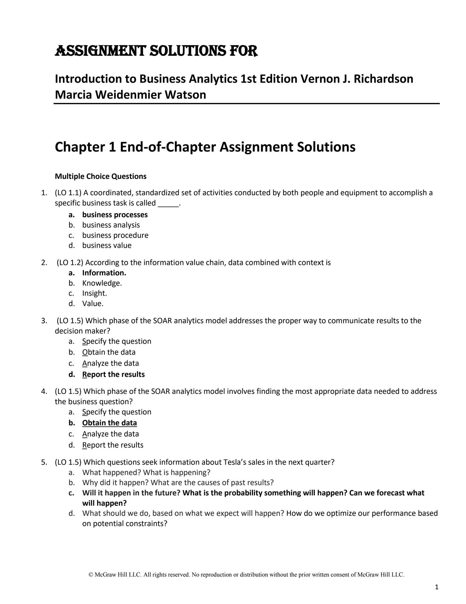 Solution Manual for Introduction to Business Analytics 1st Edition ...