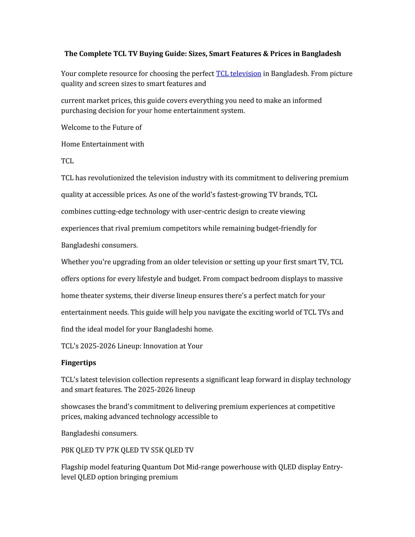 The Complete TCL TV Buying Guide: Sizes, Smart Features & Prices in ...