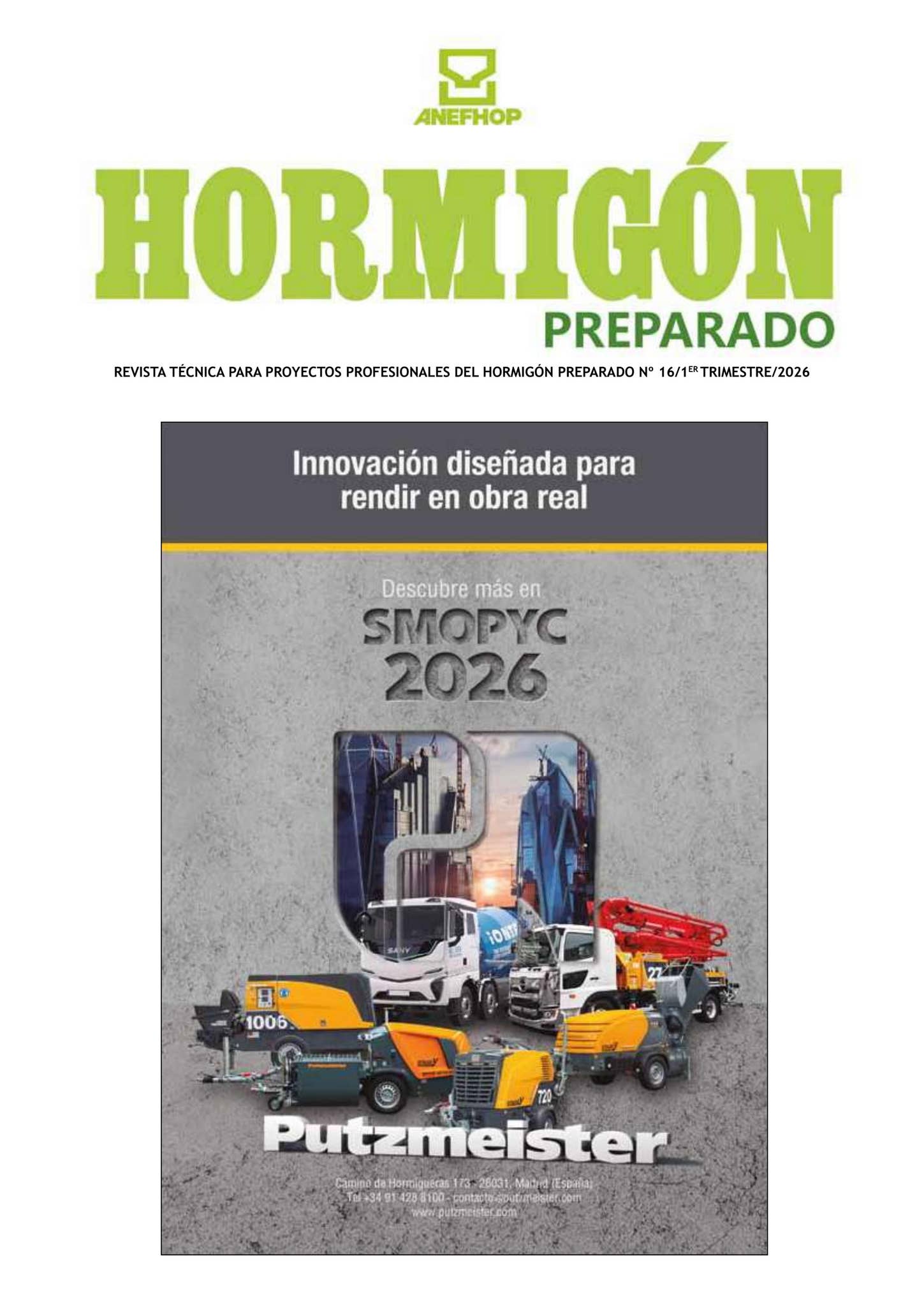 HORMIGON PREPARADO - ANEFHOP Nº16 1º TRIMESTRE 2026 by EDITORIAL PRENSA ...