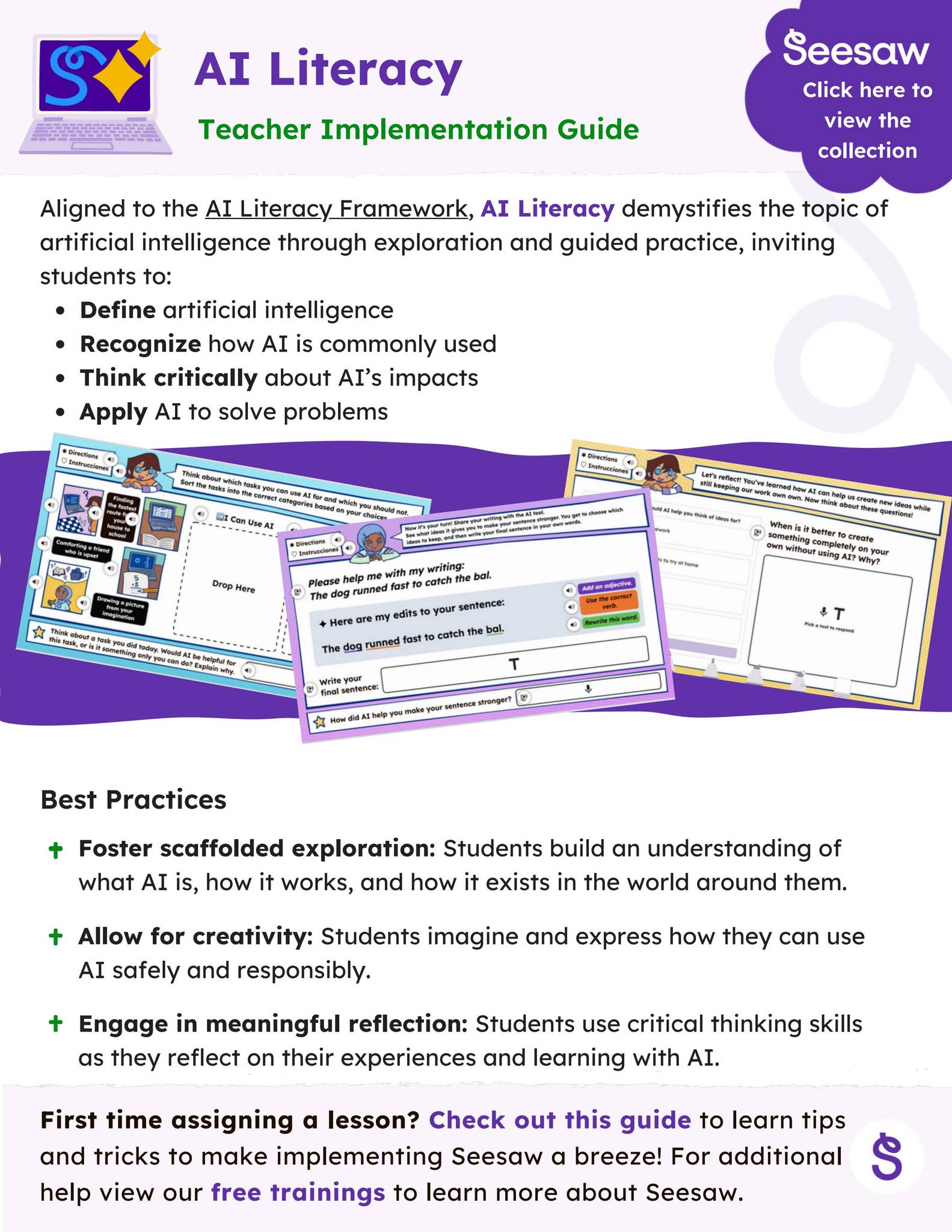 Seesaw AI Literacy Collection Overview and Scope & Sequence by ...