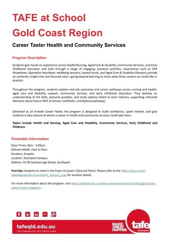 Brochure - Career Taster Health and Community Services by tafeqldgctas ...
