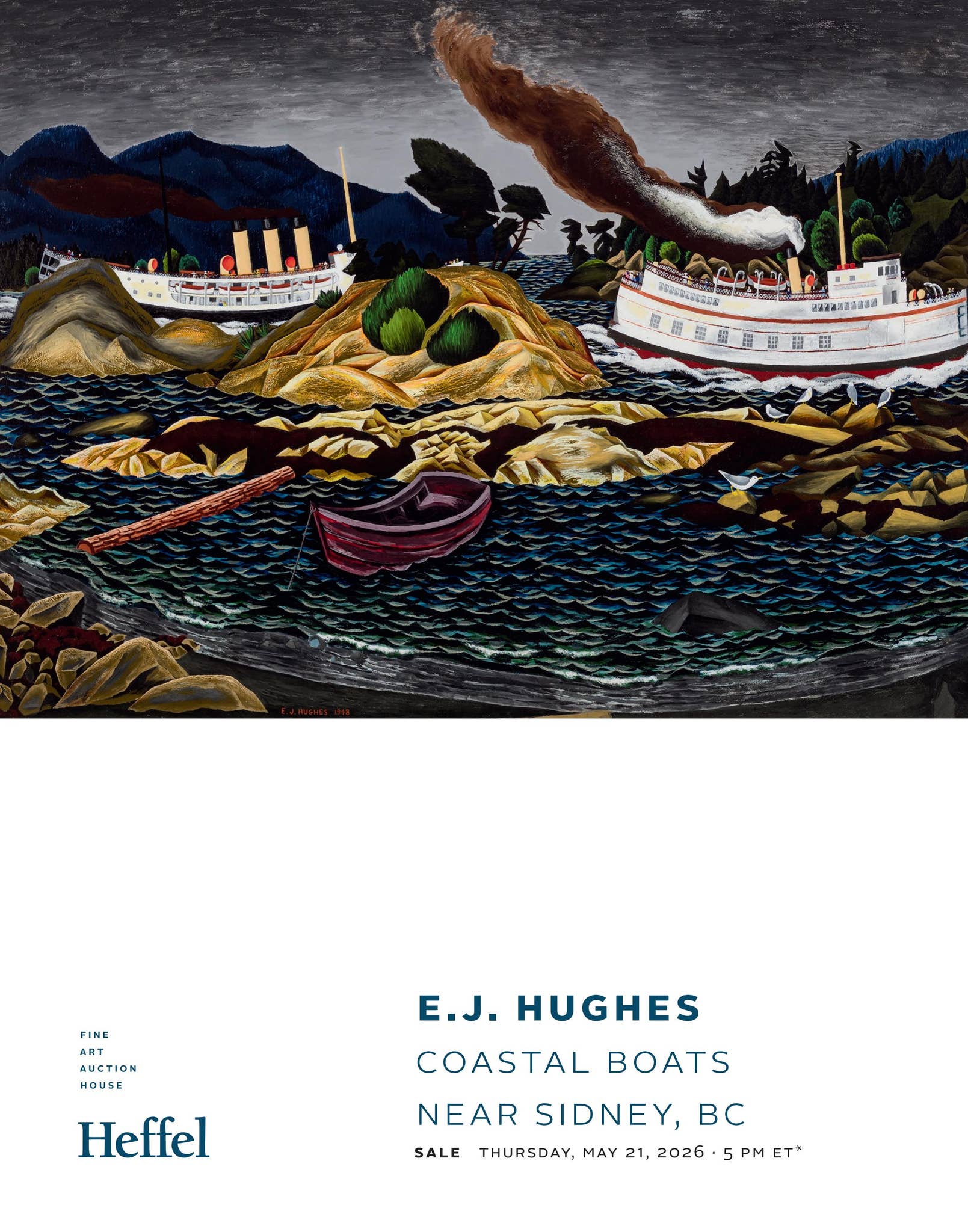 E.J. Hughes: Coastal Boats Near Sidney, BC by Heffel Fine Art Auction ...