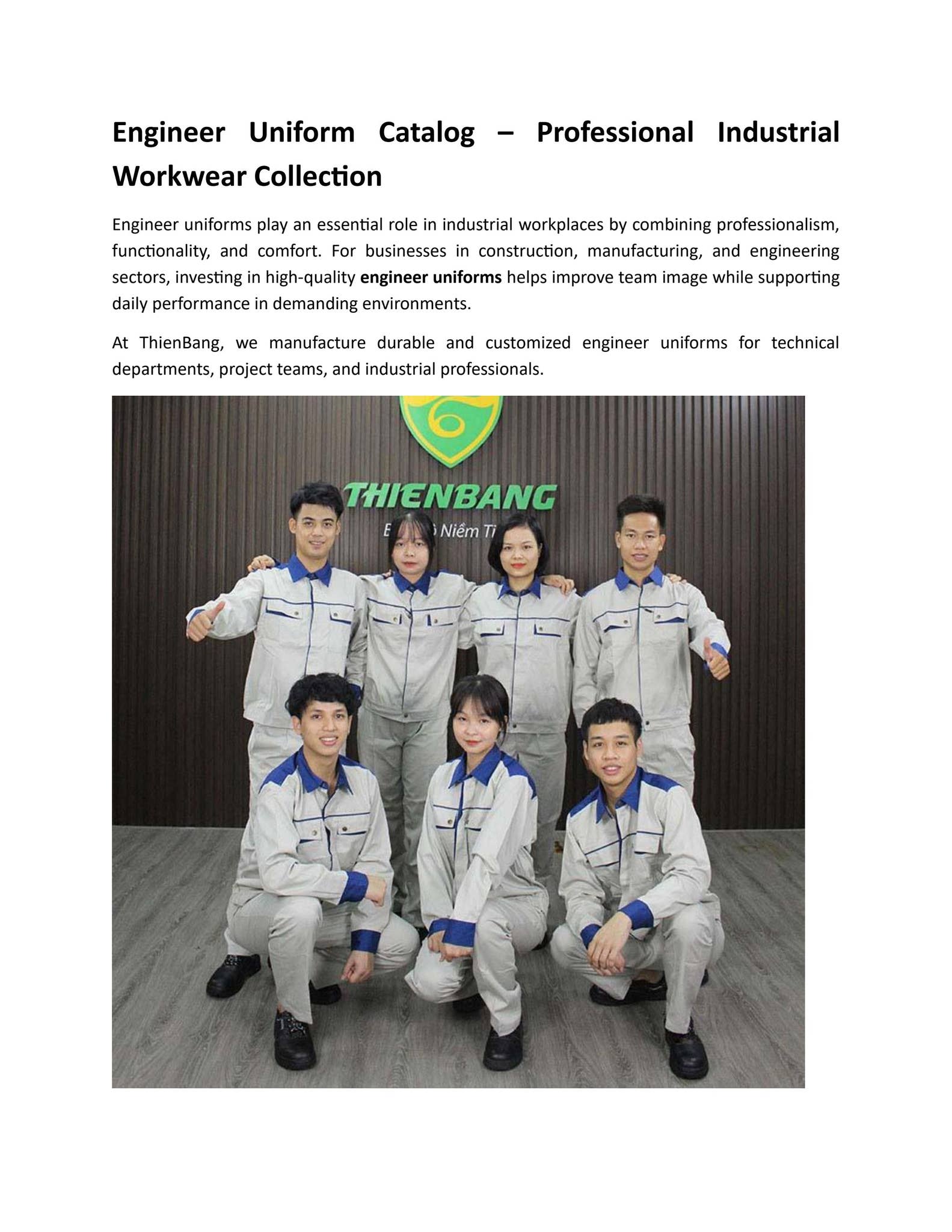 Engineer Uniform Catalog by Thien Bang IT - Issuu