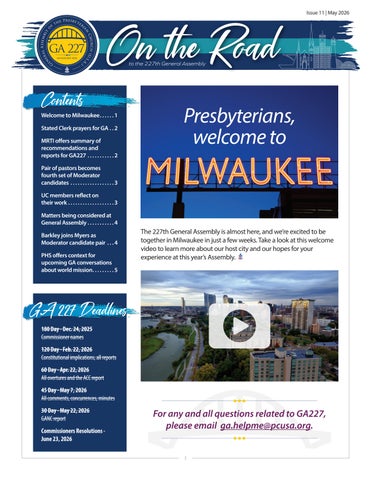 On the Road to GA - Issue 11 - May 2026 by PCUSA_OGA - Issuu