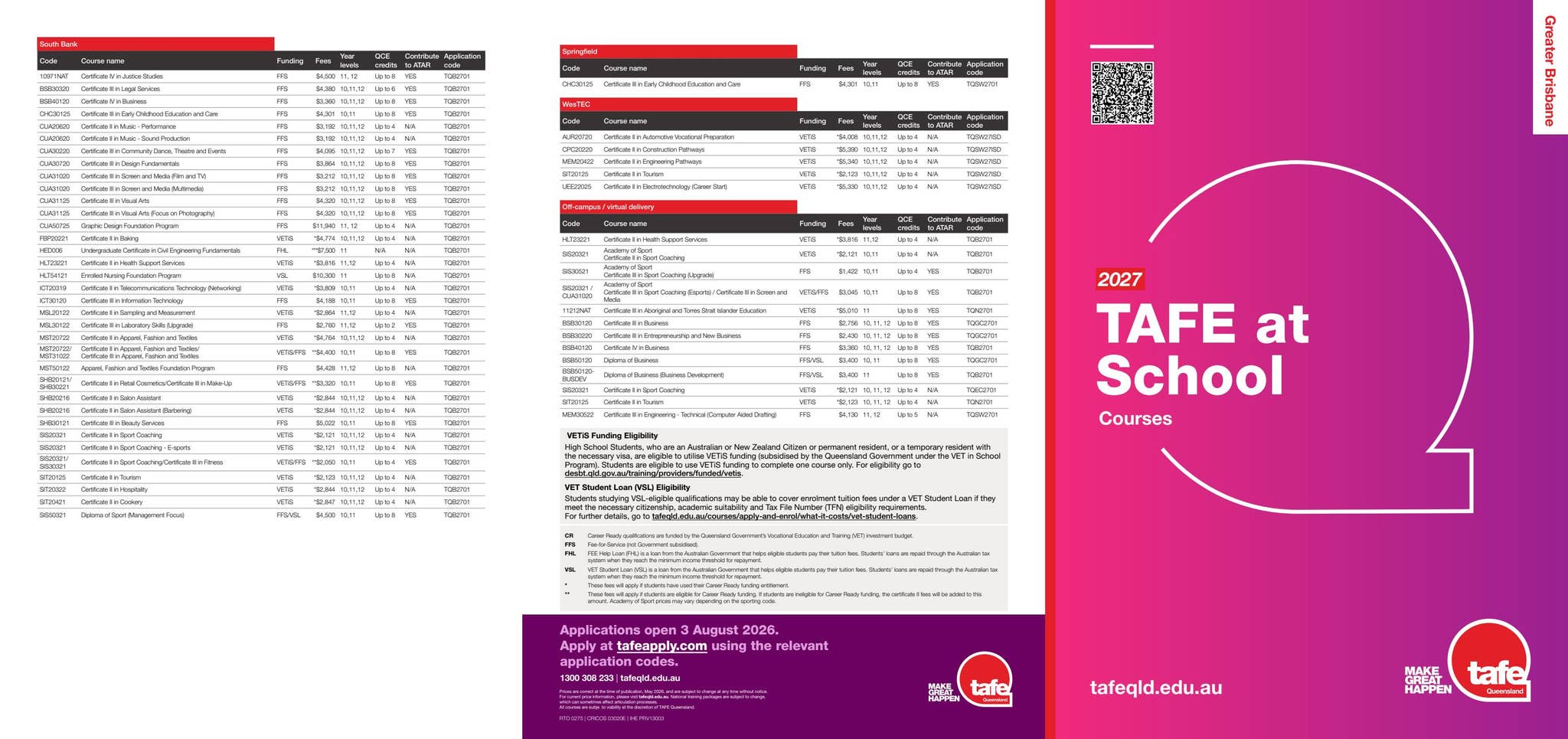 TAFE at School Pricelist - Greater Brisbane Region by TAFE Queensland ...