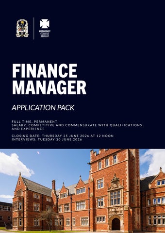 Application Pack - Finance Manager by Methodist College Belfast - Issuu