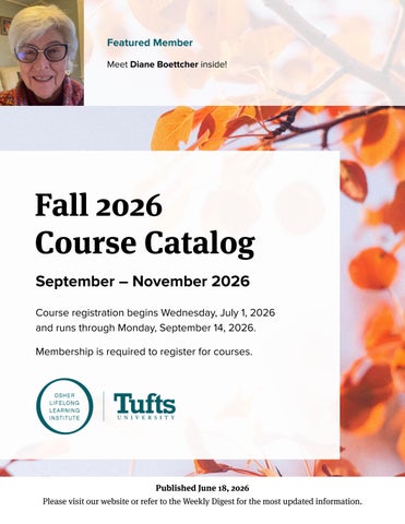 Tufts OLLI Fall 2026 Catalog by Tufts University College - Issuu